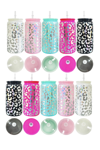 Leopard Glass Iced Coffee Cup W/Lid – DaniEmCo