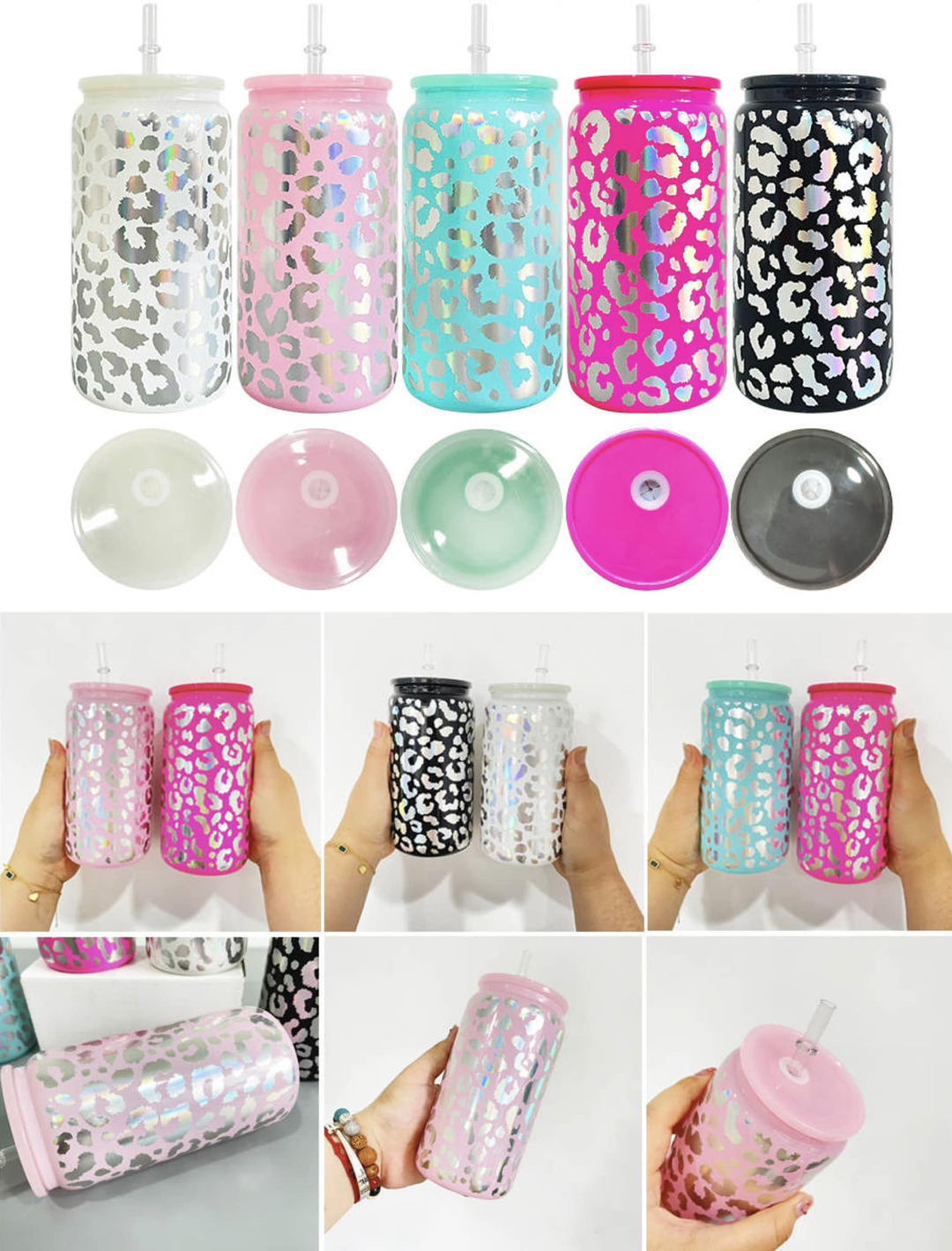 Leopard Glass Iced Coffee Cup W/Lid – DaniEmCo